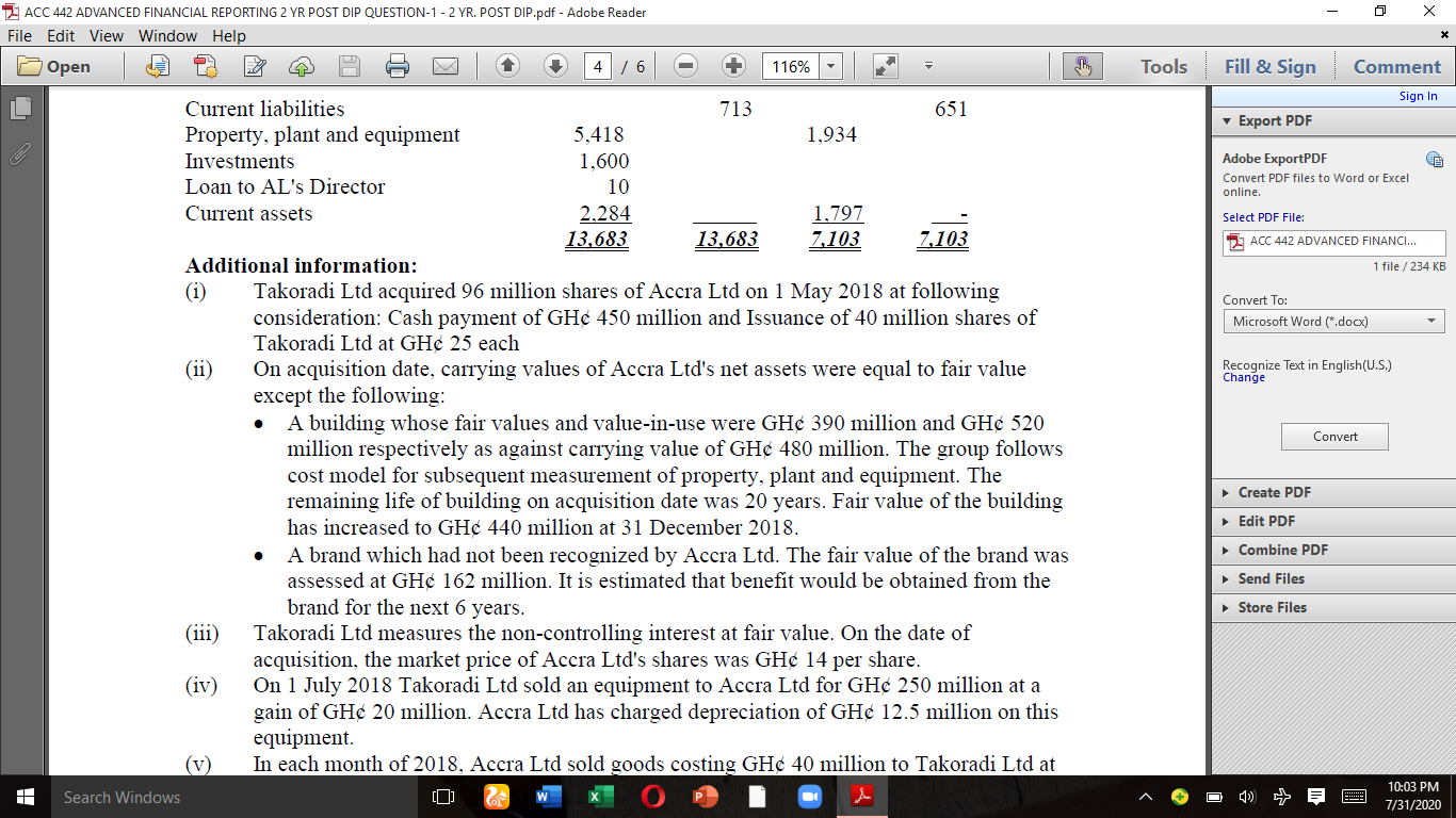 Z ACC 442 ADVANCED FINANCIAL REPORTING 2 YR POST DIP | Chegg.com
