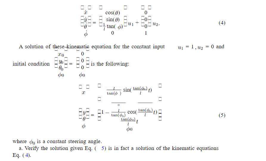 Figure 2.: Kinematic vehicle model The configuration | Chegg.com