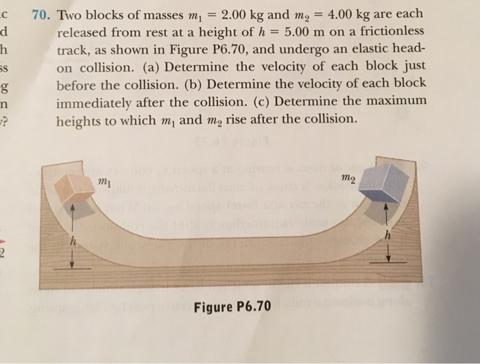 Solved 70. Two blocks of masses mi-2.00 kg and m2-4.00 kg | Chegg.com