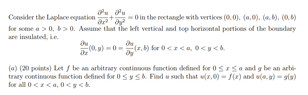 Solved Consider the Laplace equation ∂x2∂2u+∂y2∂2u=0 in the | Chegg.com