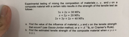 Solved Experimental testing of mixing the composition of | Chegg.com