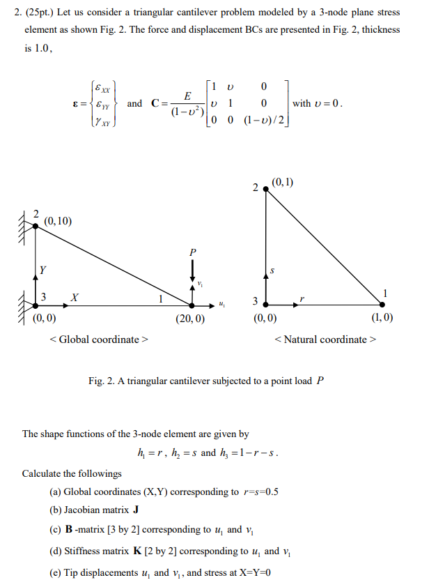 Solved 2. ( 25pt.) Let us consider a triangular cantilever | Chegg.com