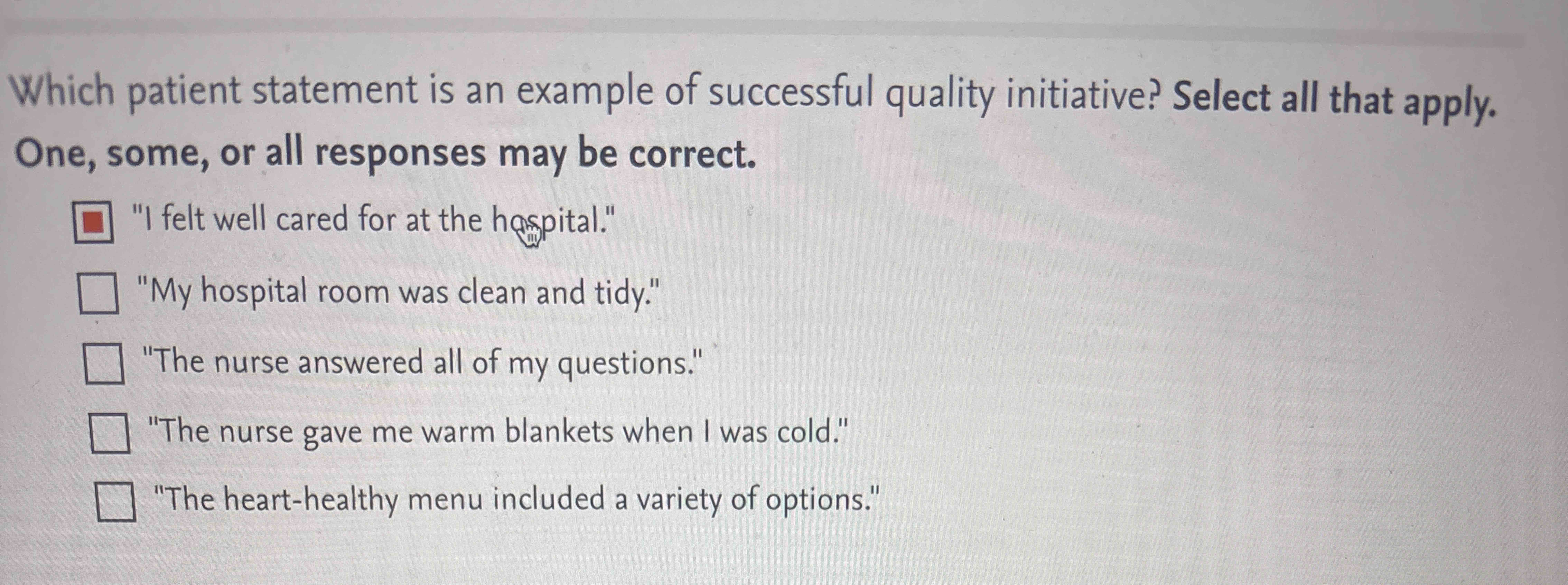 Solved Which patient statement is an example of successful | Chegg.com