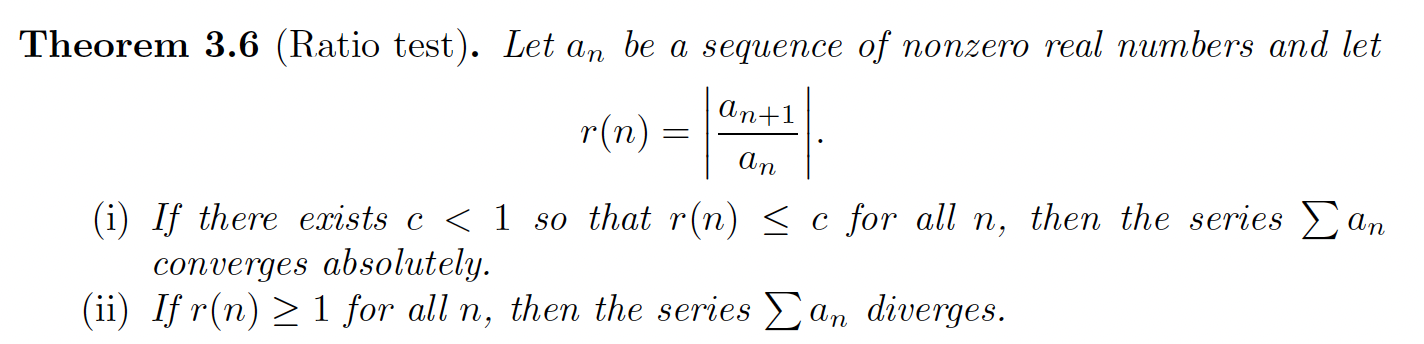 Solved an = 2. Prove the limit ratio test (Corollary 3.8 in | Chegg.com