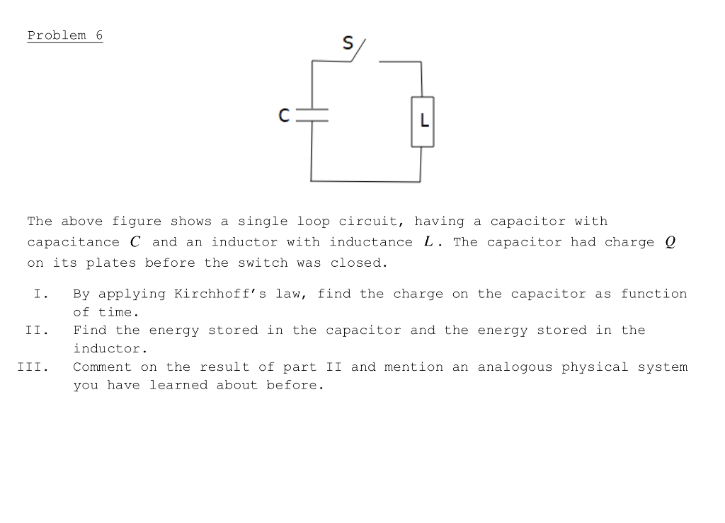 Solved Problem 6 S L The above figure shows a single loop | Chegg.com