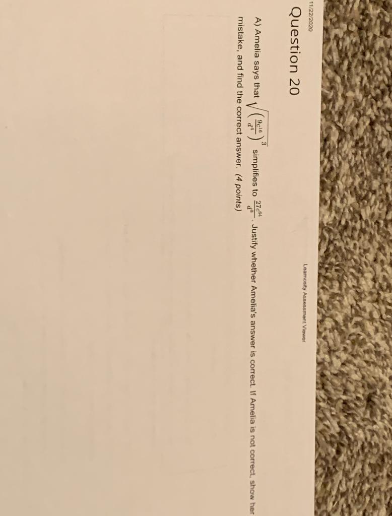 Solved 11/22/2020 Learnosity Assessment Viewer Question 20 | Chegg.com