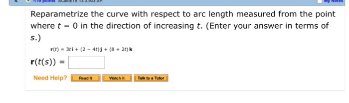 Solved Reparametrize the curve with respect to arc length | Chegg.com