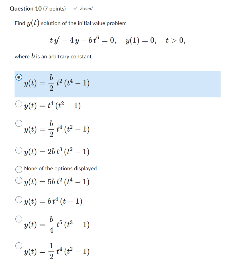 Solved Find y(t) solution of the initial value problem | Chegg.com