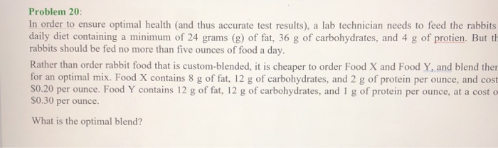 Solved Problem 20: In order to ensure optimal health (and | Chegg.com