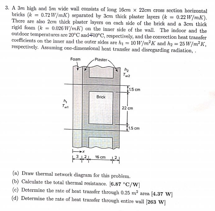 Solved 3. A 3m high and 5m wide wall consists of long 16cm x | Chegg.com