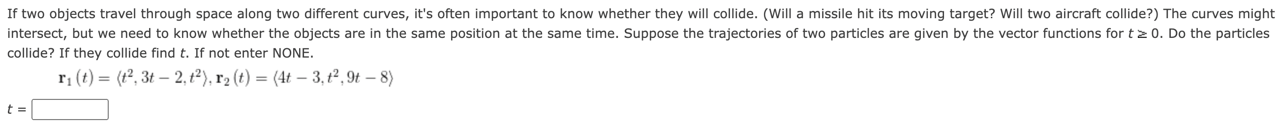 Solved f two objects travel through space along two | Chegg.com