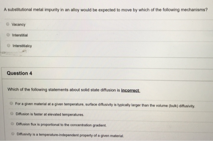 Solved A substitutional metal impurity in an alloy would be | Chegg.com