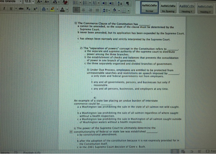 Solved The Commerce Clause of the Constitution has ____. a | Chegg.com