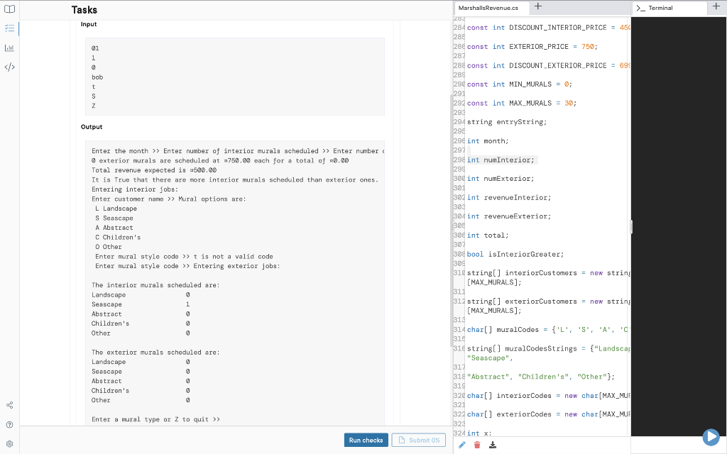 Modify your MarshallsRevenue program created in | Chegg.com