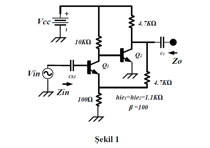 Q1) In the given two-stage BJT-NPN amplifier circuit | Chegg.com