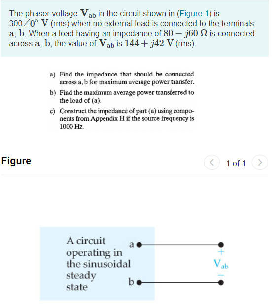 Solved The phasor voltage Vab in the circuit shown in | Chegg.com