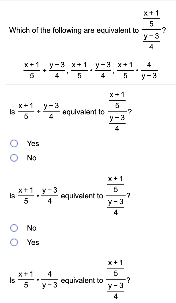 Solved X 1 5 Which Of The Following Are Equivalent To Y 3 Chegg