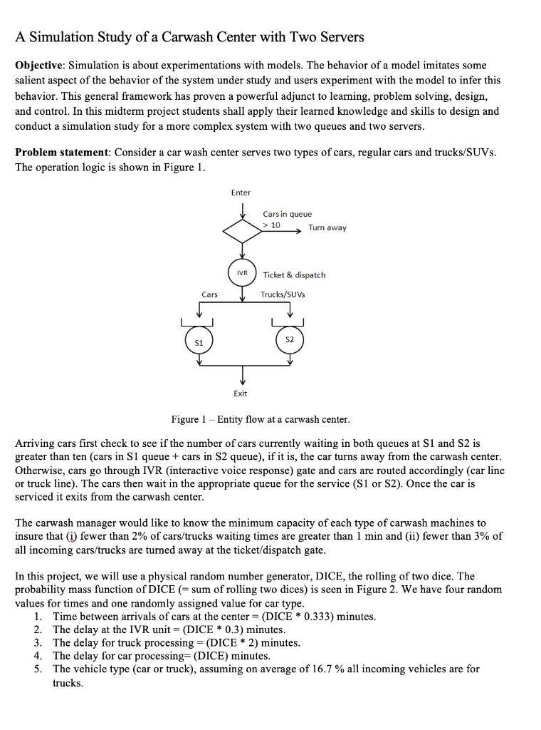A Simulation Study of a Carwash Center with Two | Chegg.com