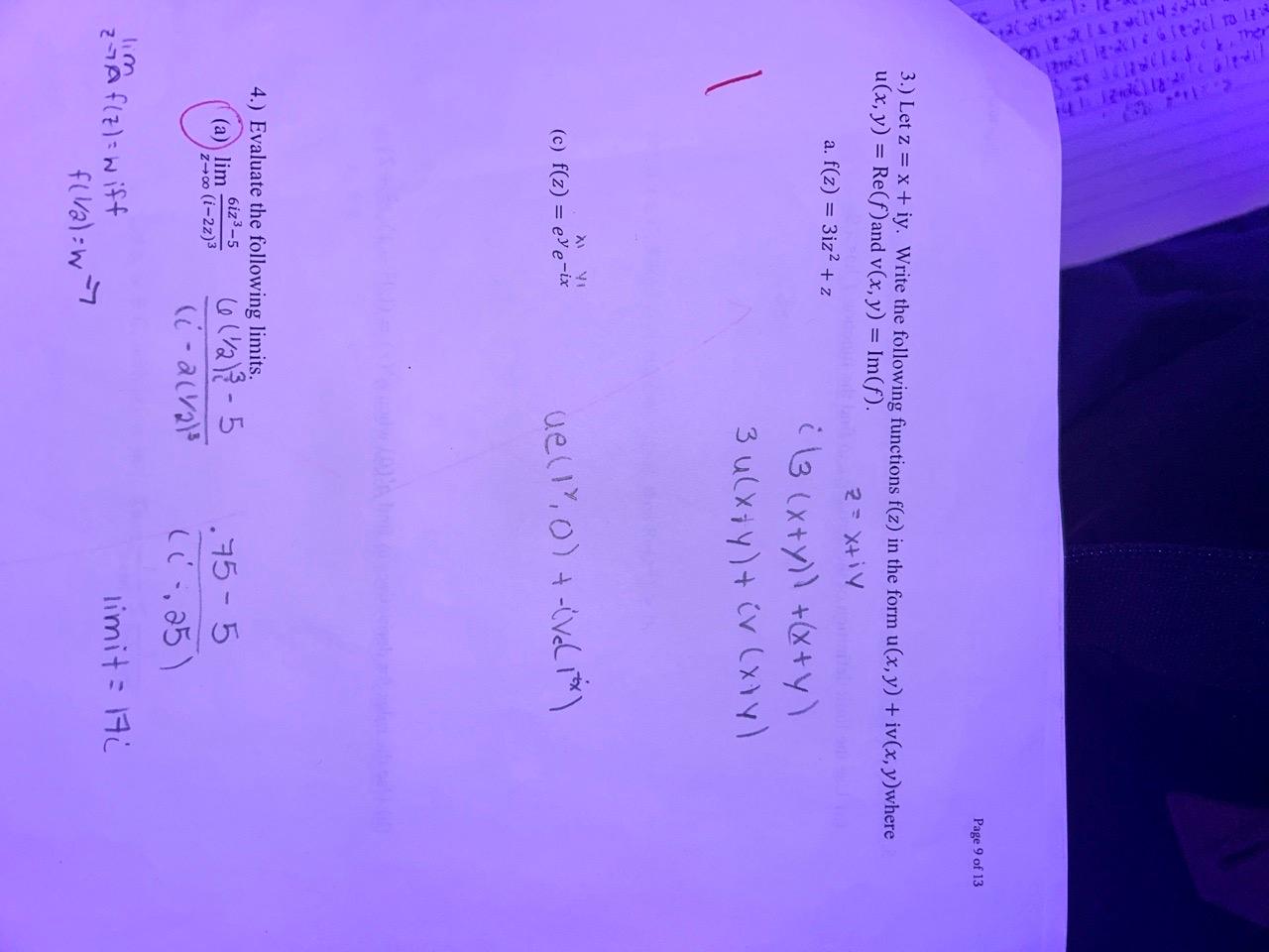 Solved 3.) Let z=x+ iy. Write the following functions f(z) | Chegg.com