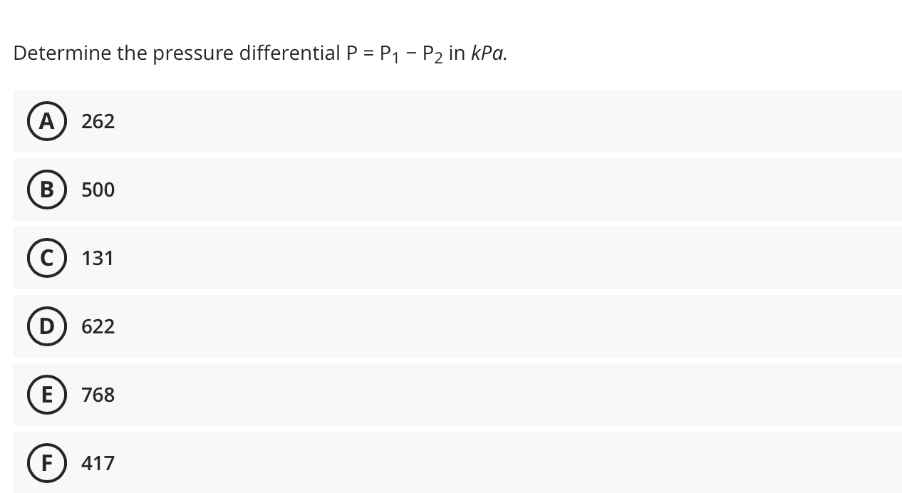 Solved Determine the pressure differential P= P1 - P2 | Chegg.com