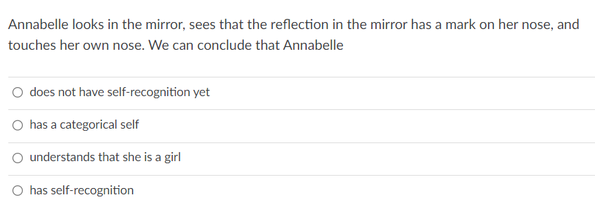 Solved Annabelle looks in the mirror, sees that the | Chegg.com