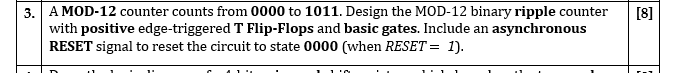 Solved [8] 3. A MOD-12 counter counts from 0000 to 1011. | Chegg.com
