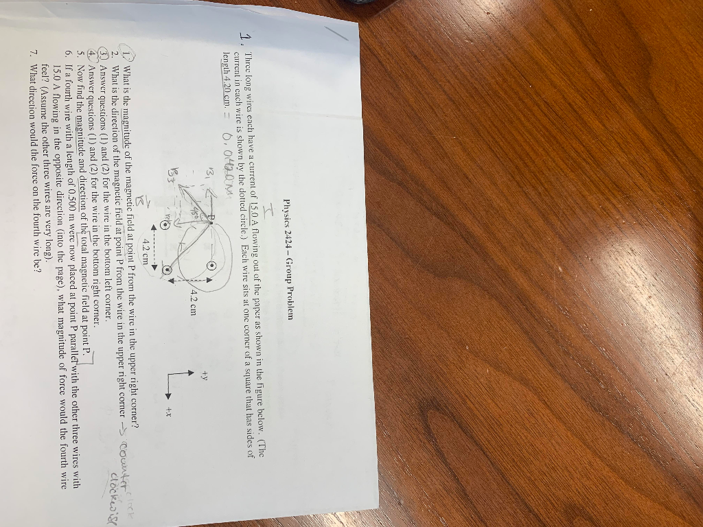 Solved Physics 2424- Group Problem 1 Three long wires each | Chegg.com