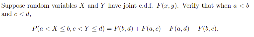 Solved Suppose random variables X and Y have joint c.d.f. | Chegg.com
