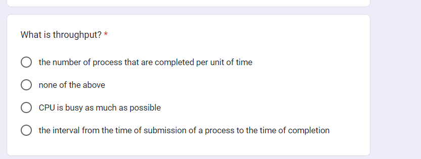 Solved What is throughput? * the number of process that are | Chegg.com
