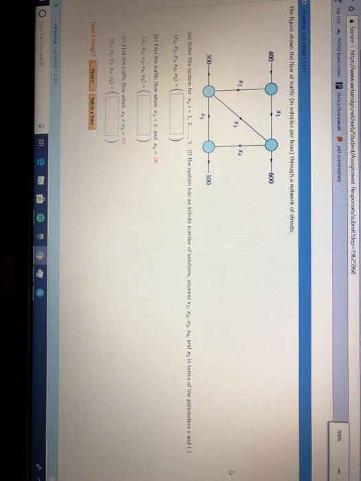 Solved The figure shows traffic flow... linear algebra | Chegg.com