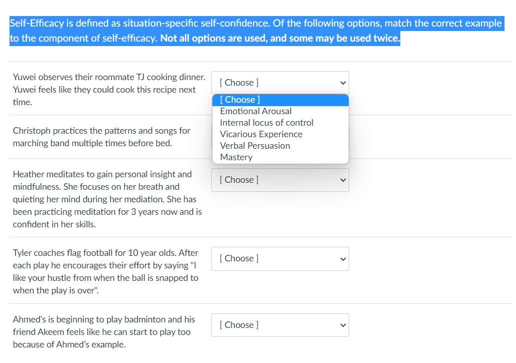 Solved Self-Efficacy is defined as situation-specific | Chegg.com