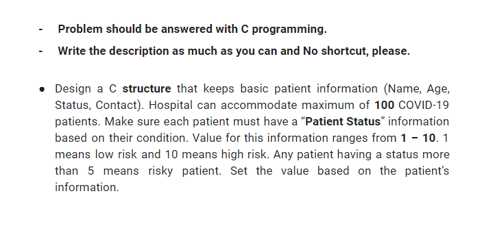 Solved Problem should be answered with C programming. Write | Chegg.com