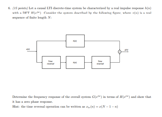 Solved 6. (15 points) Let a causal LTI discrete-time system | Chegg.com