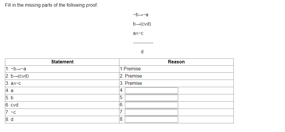 Solved Fill in the missing parts of the following proof: | Chegg.com
