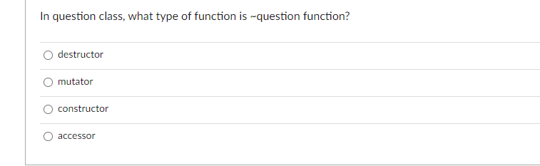 Solved In question class, what type of function is -question | Chegg.com
