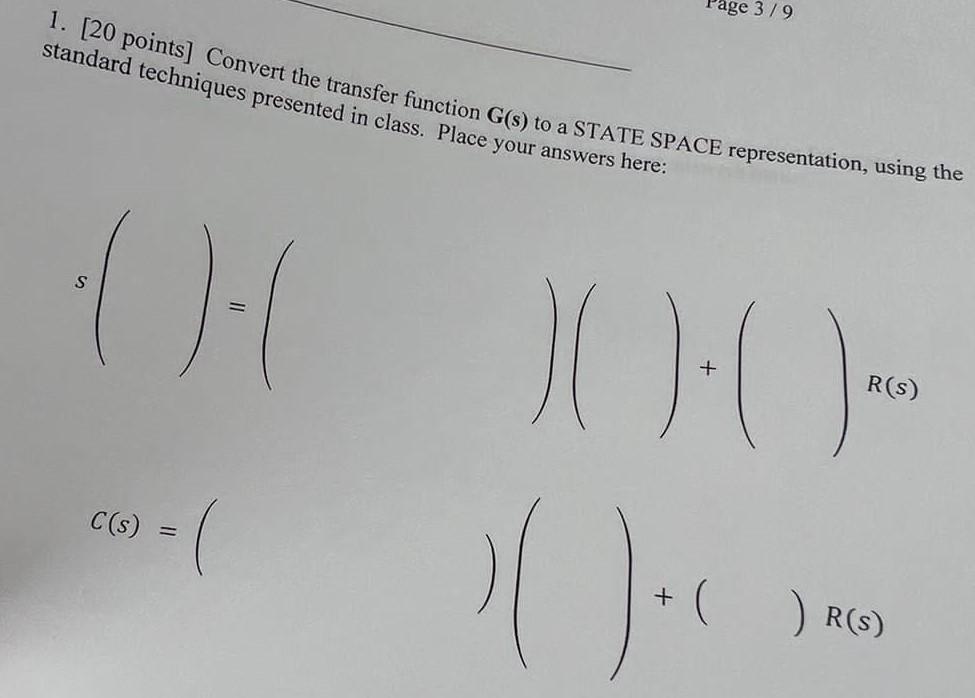 Solved Consider the following Transfer Function G(s) : | Chegg.com