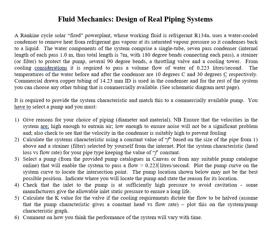 Fluid Mechanics: Design of Real Piping Systems A | Chegg.com