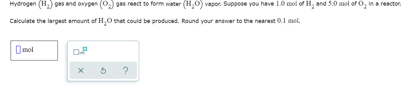 Solved Hydrogen (H2) gas and oxygen (O2) gas react to form | Chegg.com