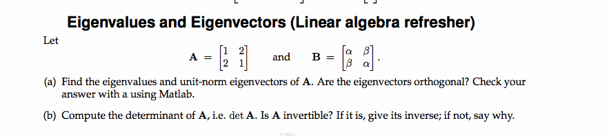 Solved Eigenvalues and Eigenvectors (Linear algebra | Chegg.com