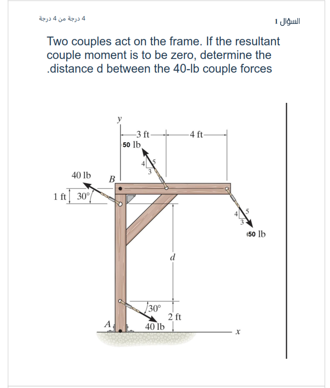 Solved 1 السؤوال Two couples act on the frame. If the | Chegg.com