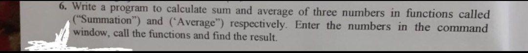Solved 6. Write a program to calculate sum and average of | Chegg.com