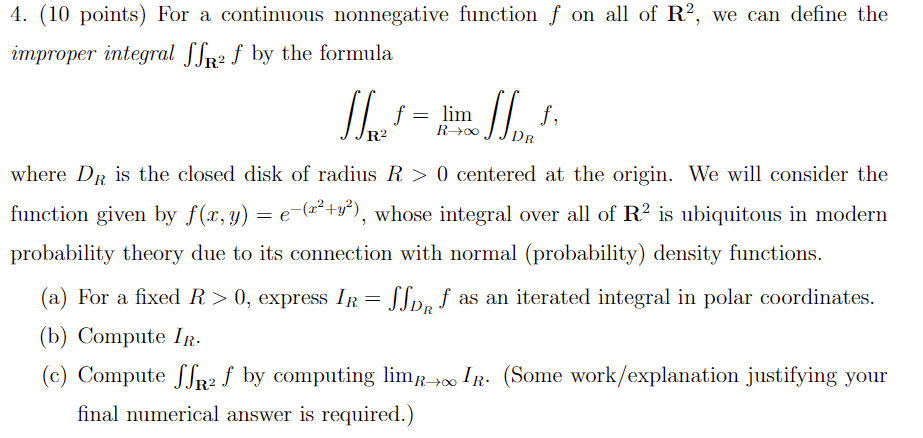 Solved 4. (10 points) For a continuous nonnegative function | Chegg.com