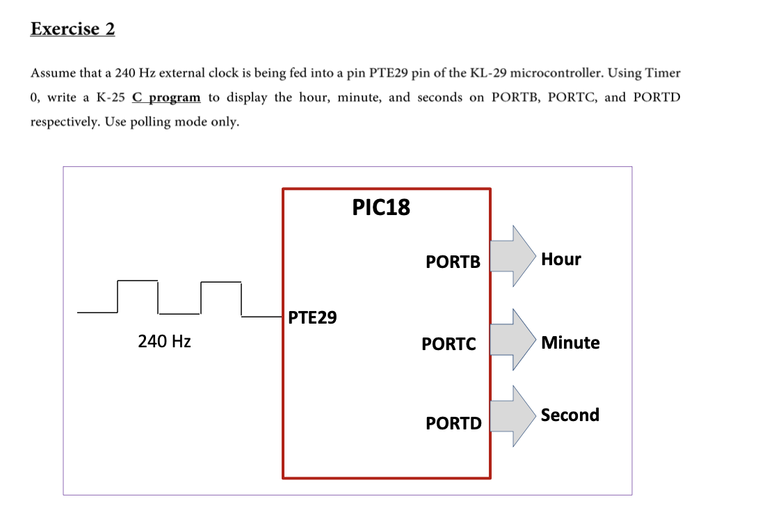 Exercise 2 Assume that a 240 Hz external clock is | Chegg.com