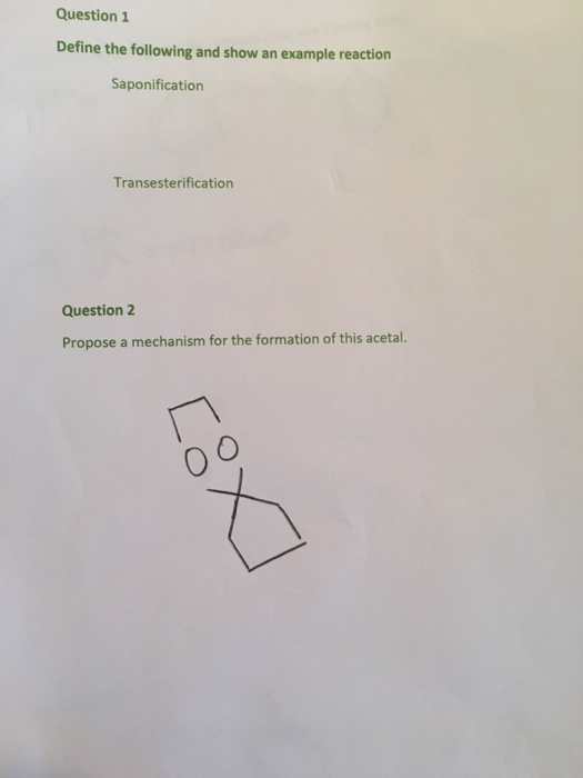 Solved Define the following and show an example reaction | Chegg.com