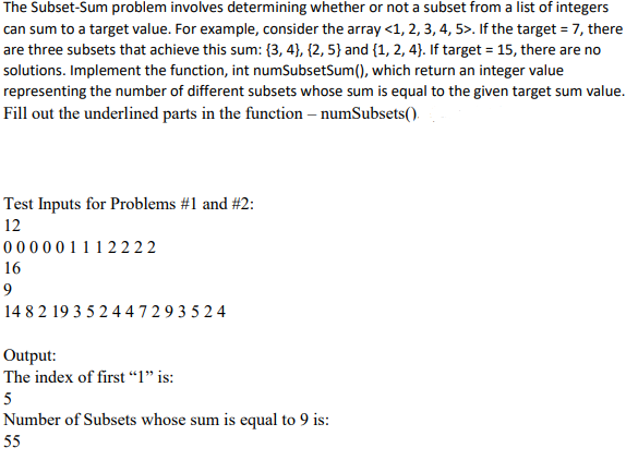 Solved The Subset-Sum problem involves determining whether | Chegg.com
