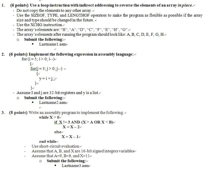 Please solve this question with assembly code on MS | Chegg.com