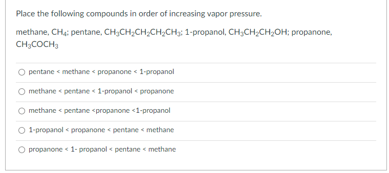 Solved Place the following compounds in order of increasing | Chegg.com