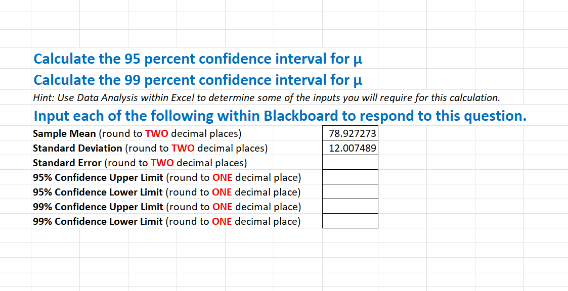 Solved Calculate the 95 percent confidence interval for u | Chegg.com