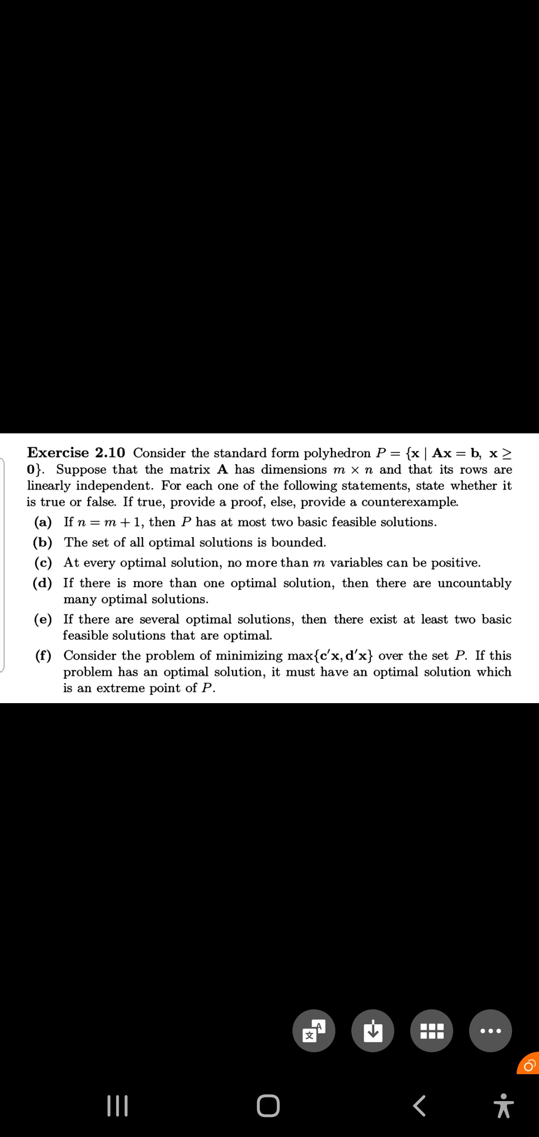 Solved Exercise 2.10 Consider the standard form polyhedron | Chegg.com