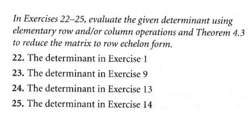 Solved In Exercises 22 25 Evaluate The Given Determinant